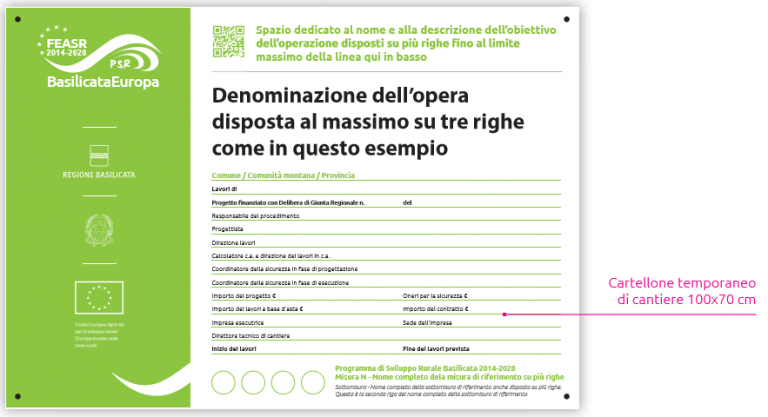 Targhe e cartellonistica – PSR FEASR Basilicata 2014-2020